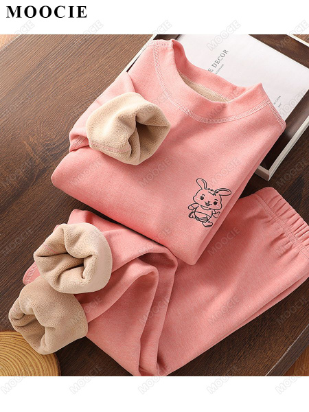 Комплект термобелья Девочки, Мальчики MOOCIE, размер 140 Зима Альпинизм, Бейсбол Хлопок розовый ...