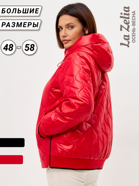 Куртка Женский La Zelia малиново-красный стойка Полиэстер, размер 58 Длинный Демисезон прямой ...