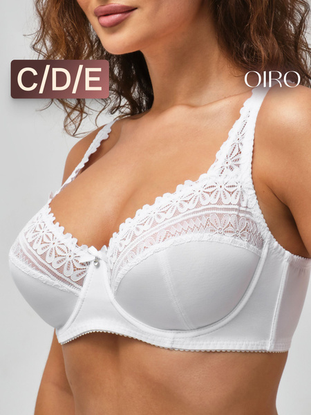 Бюстгальтер Женский OIRO на косточках, с мягкой чашкой, размер 100E белый Полиамид, Эластан ...