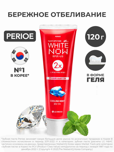 Зубная паста отбеливающая Perioe White Now Cooling Mint, охлаждающая ...