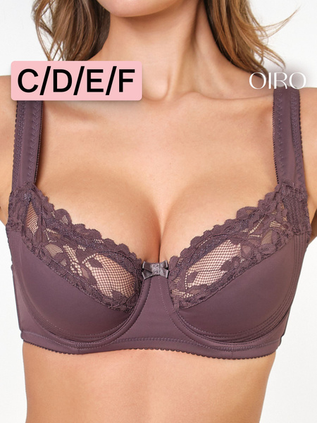 Бюстгальтер Женский OIRO мягкая чашка на каркасе, на косточках, размер 85F фиолетовый Нейлон ...