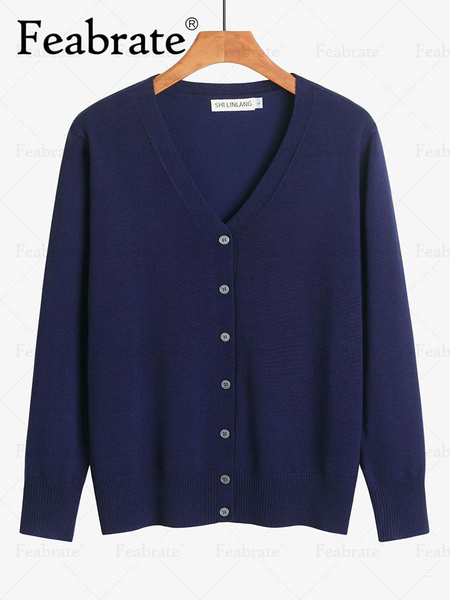 Кардиган Женский Feabrate суровый темно-синий Хлопок, Нейлон, размер 54, 56 Пуговицы Длинный ...