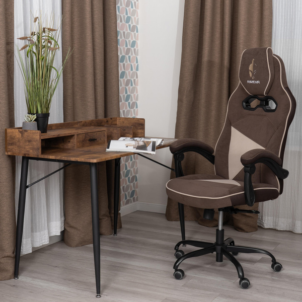Кресло компьютерное игровое TetChair ARENA metalBL, велюр, коричневый/бежевый купить на OZON по ...