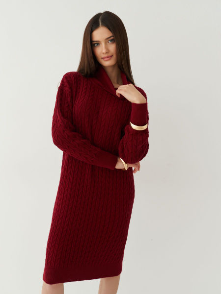 Платье Женский World of Estiya бордовый платье-свитер Повседневный ...