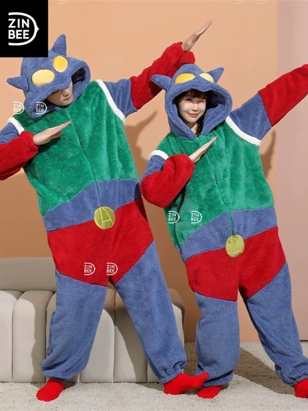 Кигуруми Мужской, Женский ZinBee, размер 46, 48 аквамариновый Демисезон Домашний Хлопок ...