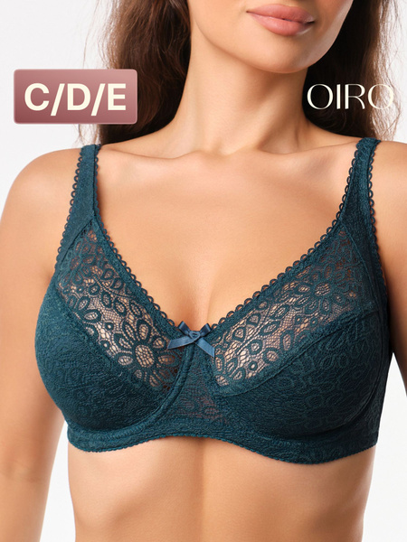 Бюстгальтер Женский OIRO мягкая чашка на каркасе, размер 95D изумрудный Полиамид, Эластан ...