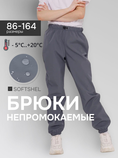 Брюки утепленные Девочки, Мальчики Nana Perin джоггеры серый Softshell, размер 146 ...