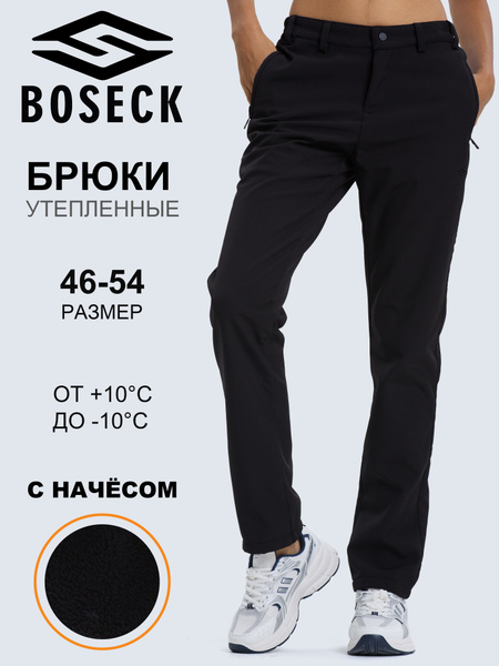 Брюки утепленные Женский BOSECK прямые черный, черный муар Полиэстер, Спандекс Спортивный ...