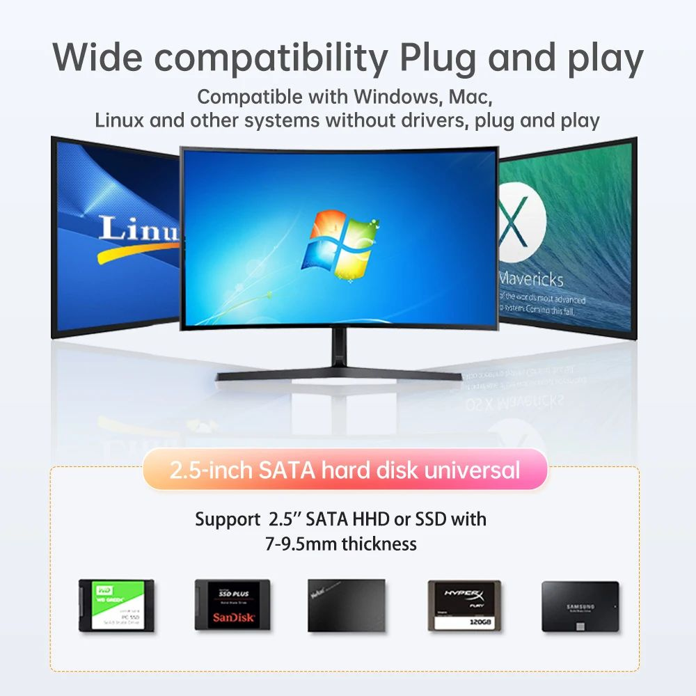 Корпус для жесткого диска Acasis EC-7252, 2.5" USB-C to SATA, двойной отсек, поддержка RAID 0/1 ...