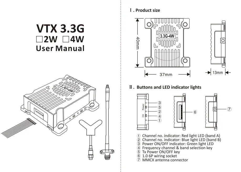 Видеопередатчик дальнего действия 3,3G 4 Вт VTX 8CH 4000 мВт 3,3 ГГц Комплект приемника VRX для ...