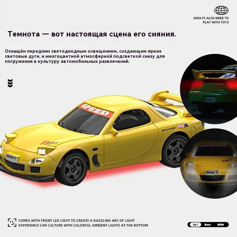 1/43 Полноприводная Дрифт Машинка JDM с Пультом/Скоростная Гоночная Модель/Настольная Игрушка ...