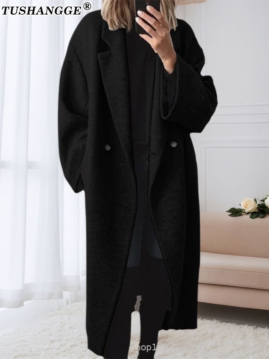 Плащ Женский TUSHANGGE серый Длинный лацканы тренчкот, размер 54 ...