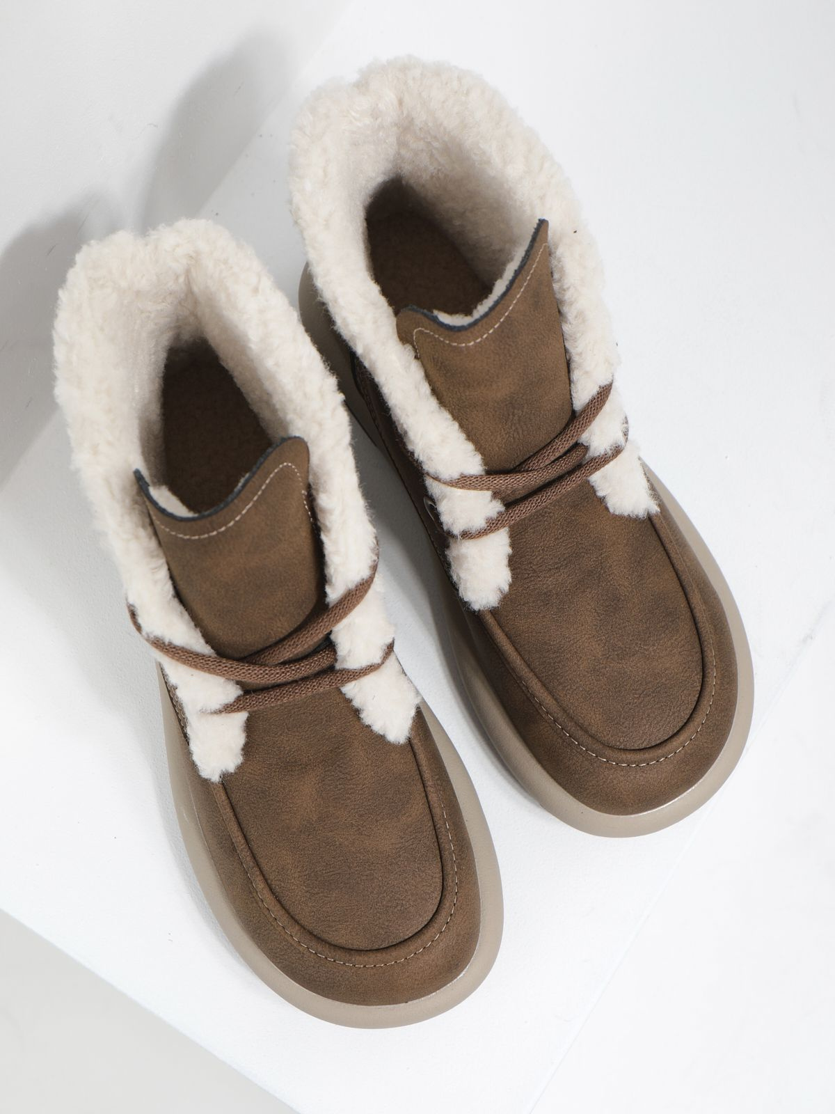 Ботинки Женский Covani коричневый, тауп, размер 39 в байкерском стиле Зима 6 Шнурки Платформа ...