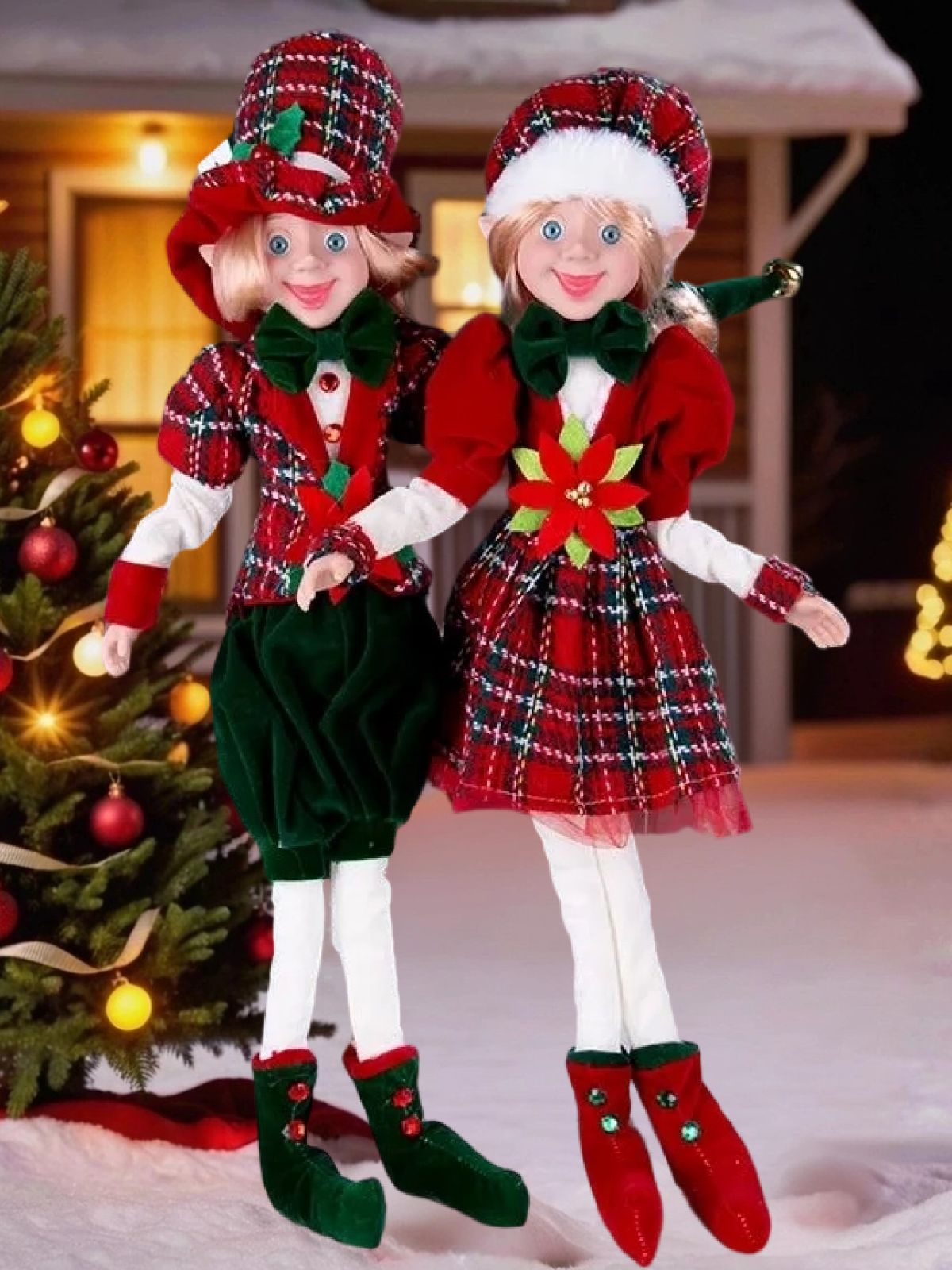 Эльф новогодний на елку 60 см украшение на елку (комплект из 2 шт пара ...