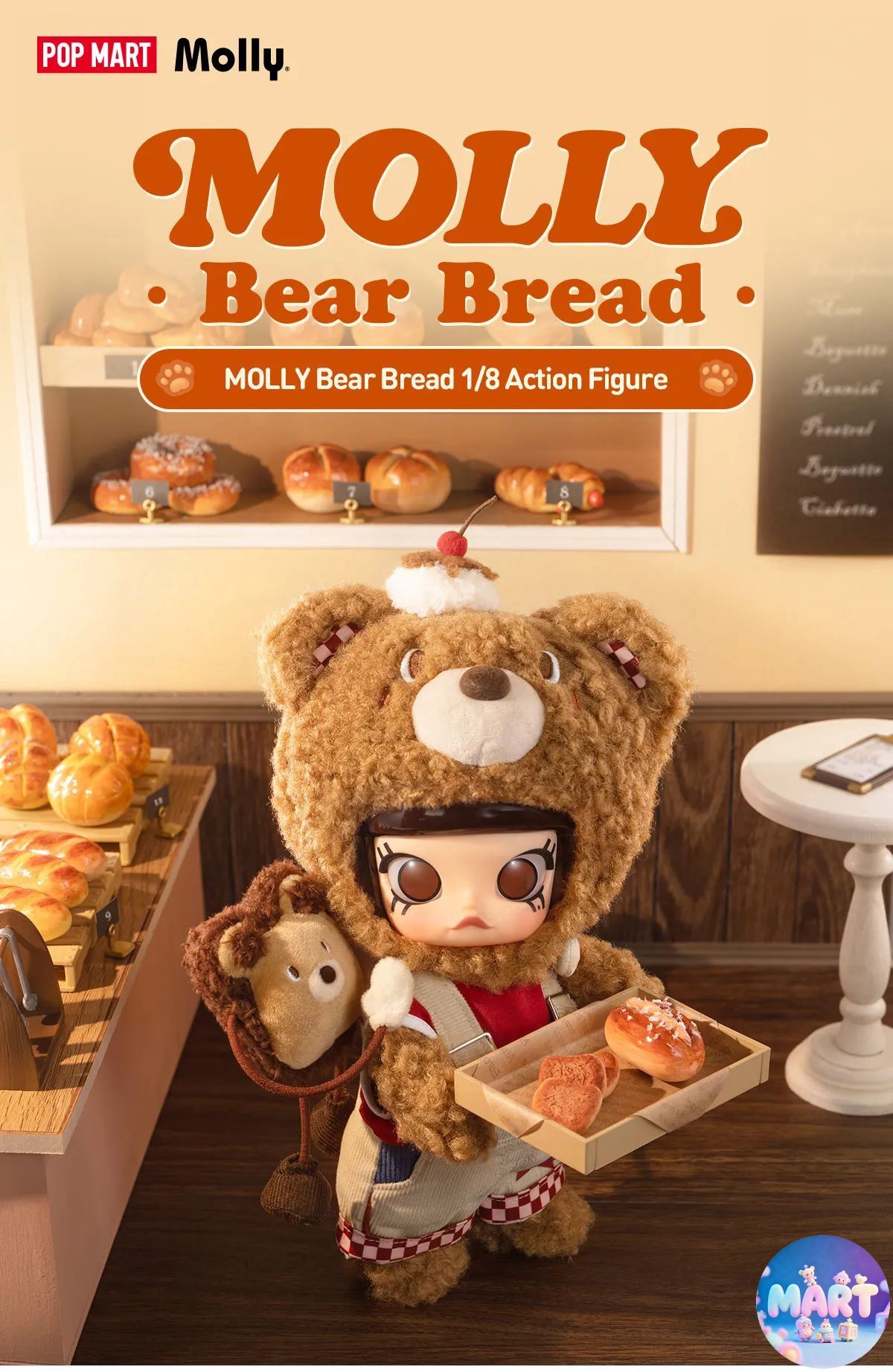 100% Original оригинал POP MART - Коллекция MOLLY Bear Bread 1/8 Action ...
