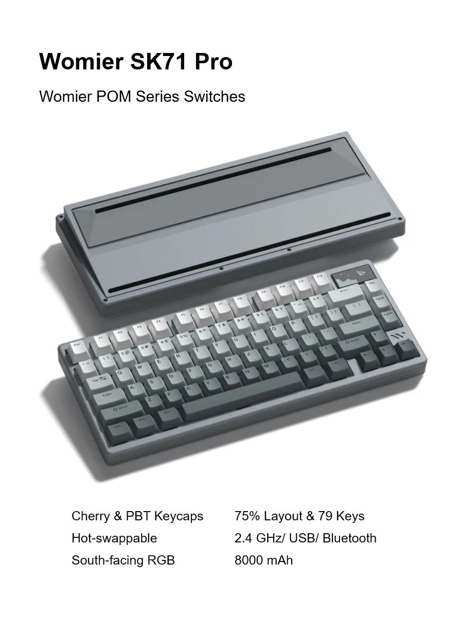 Womier Клавиатура беспроводная SK71 PRO, Английская раскладка ...