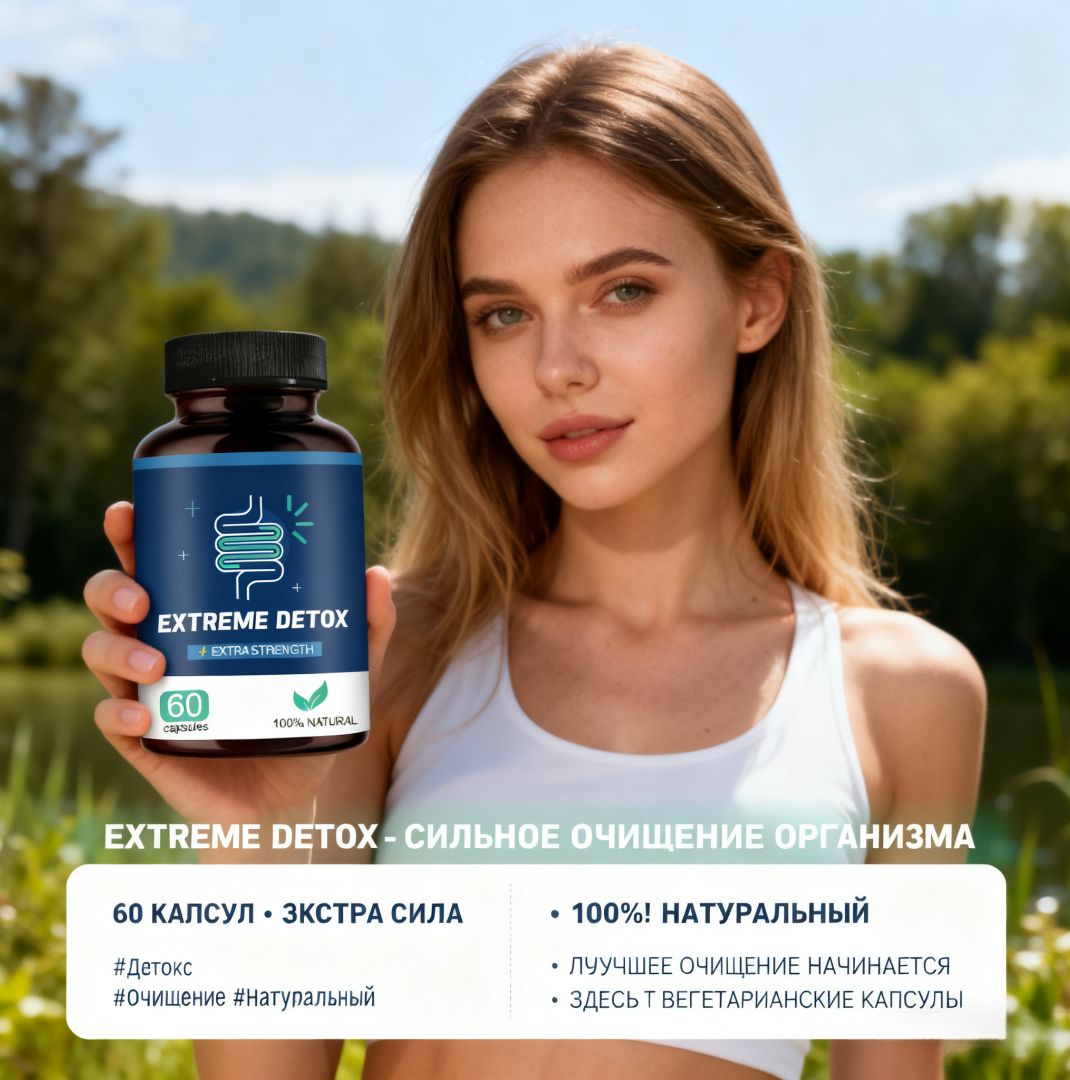 60 капсул, EXTREME DETOX интенсивная очищающая формула для детоксикации ...