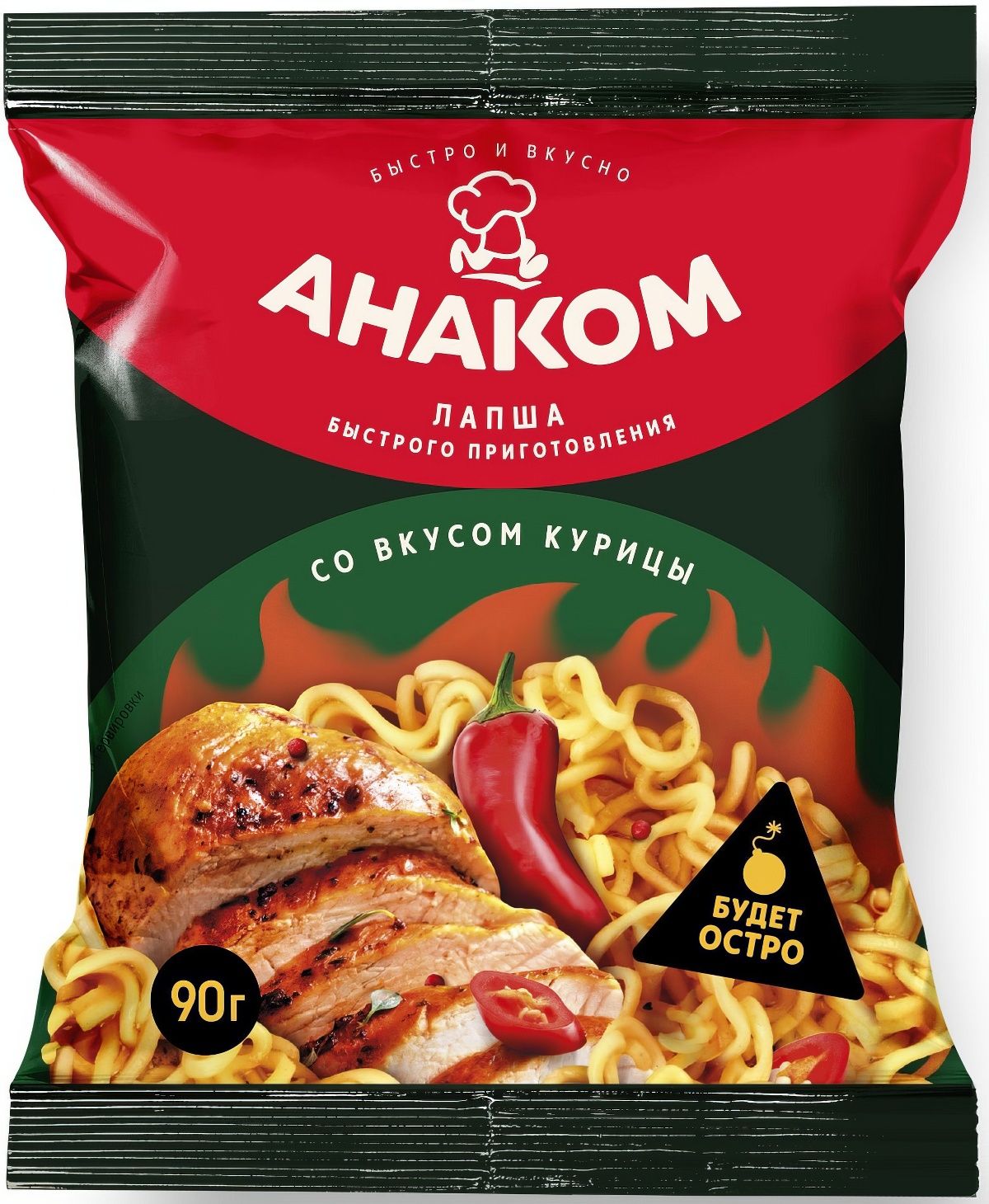 Лапша быстрого приготовления Анаком с острой курицей, 90г купить на ...
