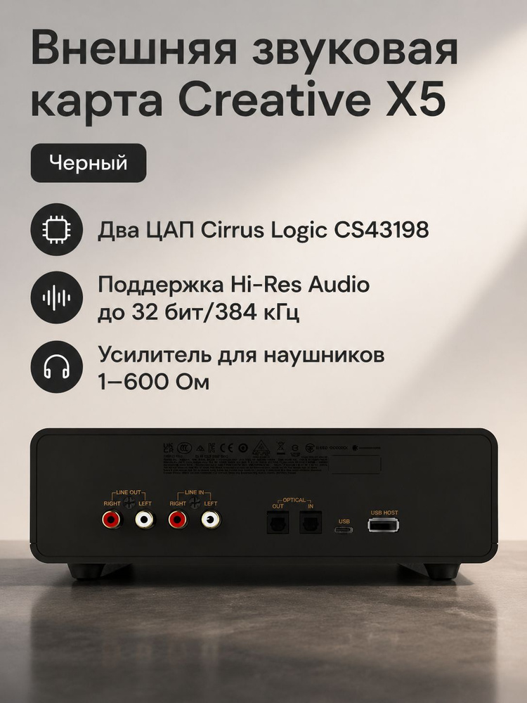 Внешняя звуковая карта Creative Sound Blaster X5, USB, с двумя ЦАП, для ...