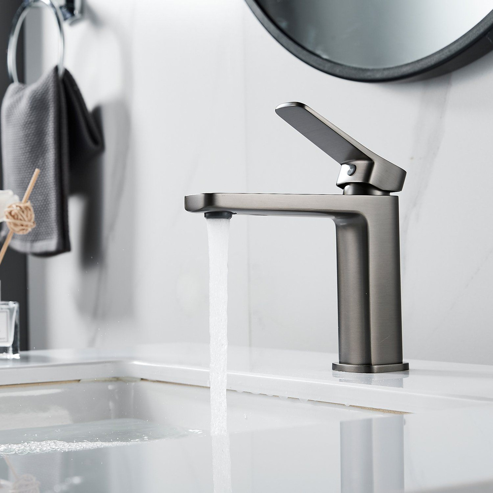 Смеситель для раковины (кран для умывальника)Shevanik S9901T, оружейная сталь купить на OZON по ...