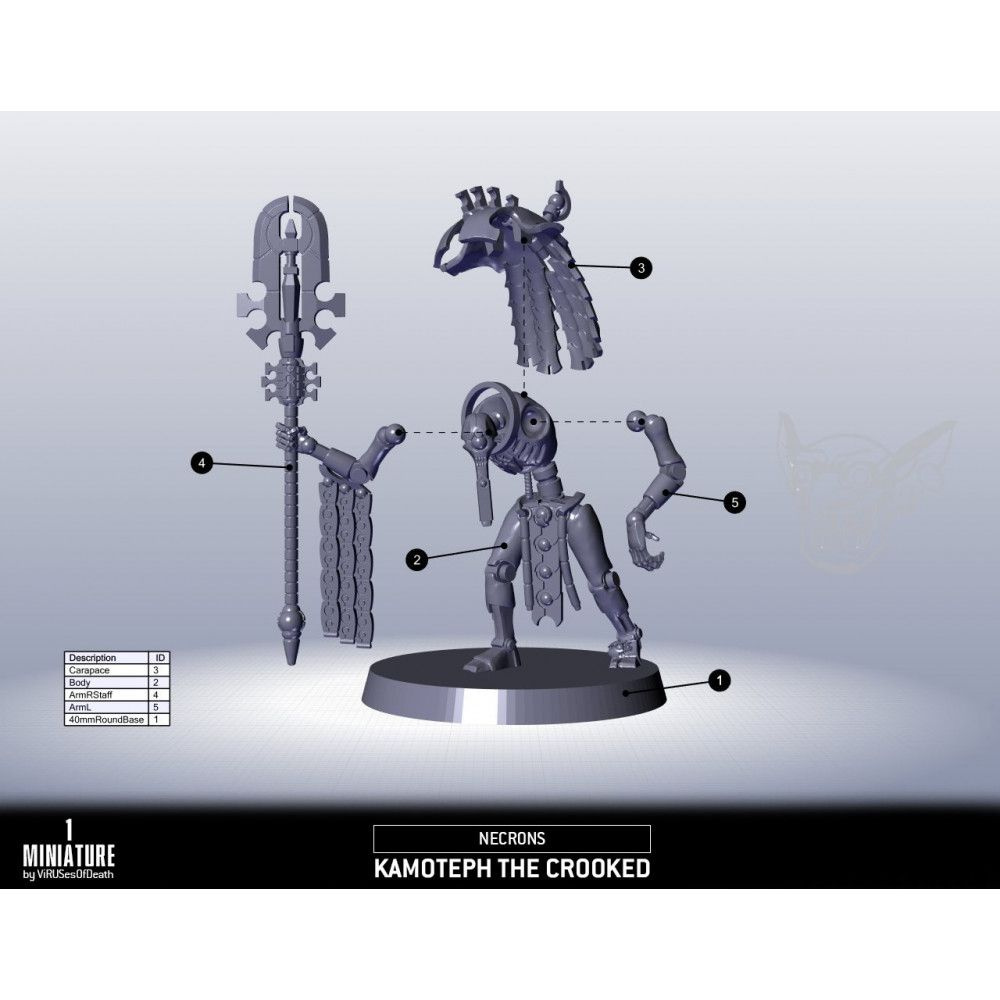 Миниатюра Warhammer 40000. Necrons. Камотех Искривленный / Kamoteph the ...