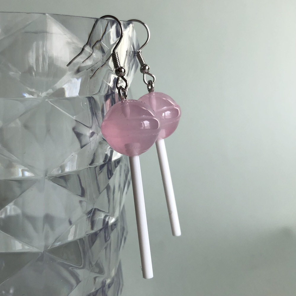 Сережки молодежные чупа чупсы. Подвески розовые леденцы 48мм - купить с ...