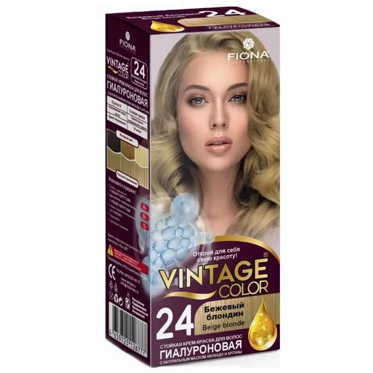 Fiona Краска для волос, Vintage Color, тон 24 Бежевый блондин - купить ...
