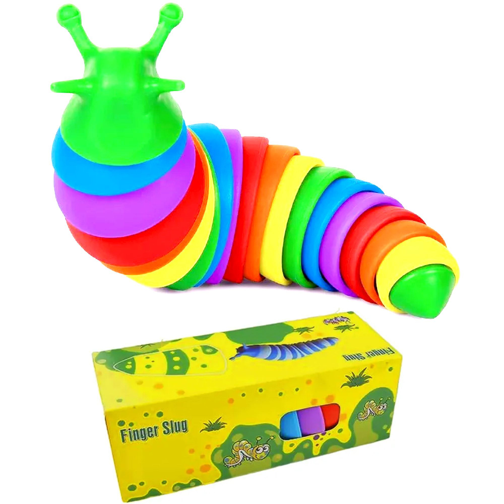 Развивающая игрушка антистресс Разноцветная гибкая Гусеница Finger Slug ...