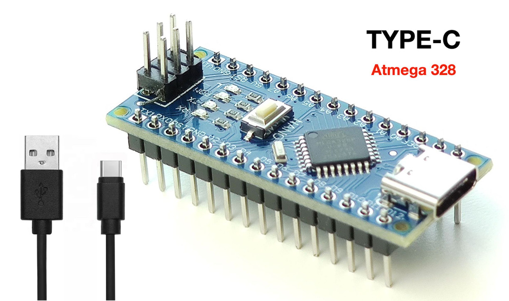 Контроллер Arduino Nano Atmega328 Ch340 Type C с кабелем купить с