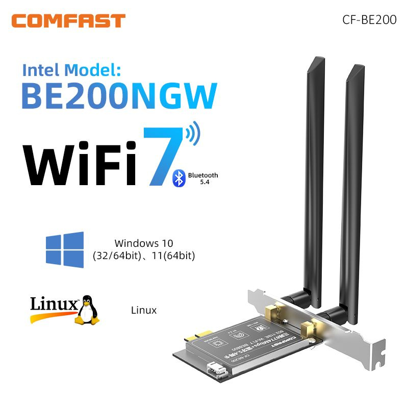 COMFAST Wi-Fi-адаптер Сетевой адаптер Intel BE200 Wi-Fi 7 + Bluetooth 5 ...