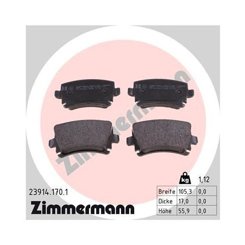 Zimmermann Колодки тормозные, арт. 23914.170.1 купить на OZON по низкой ...