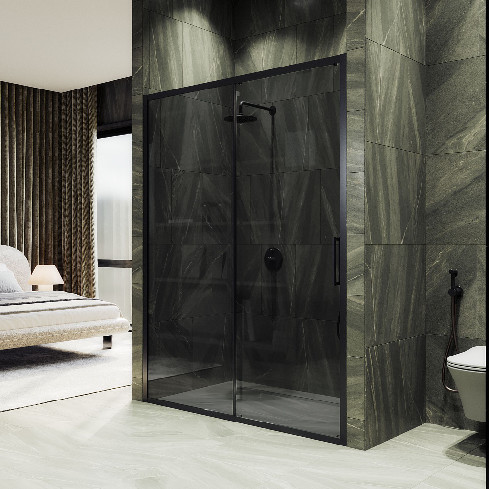 Душевая дверь в нишу MaybahGlass раздвижная,6 мм , Стекло Графит,1950*1200 (MGD-1284-6) купить ...