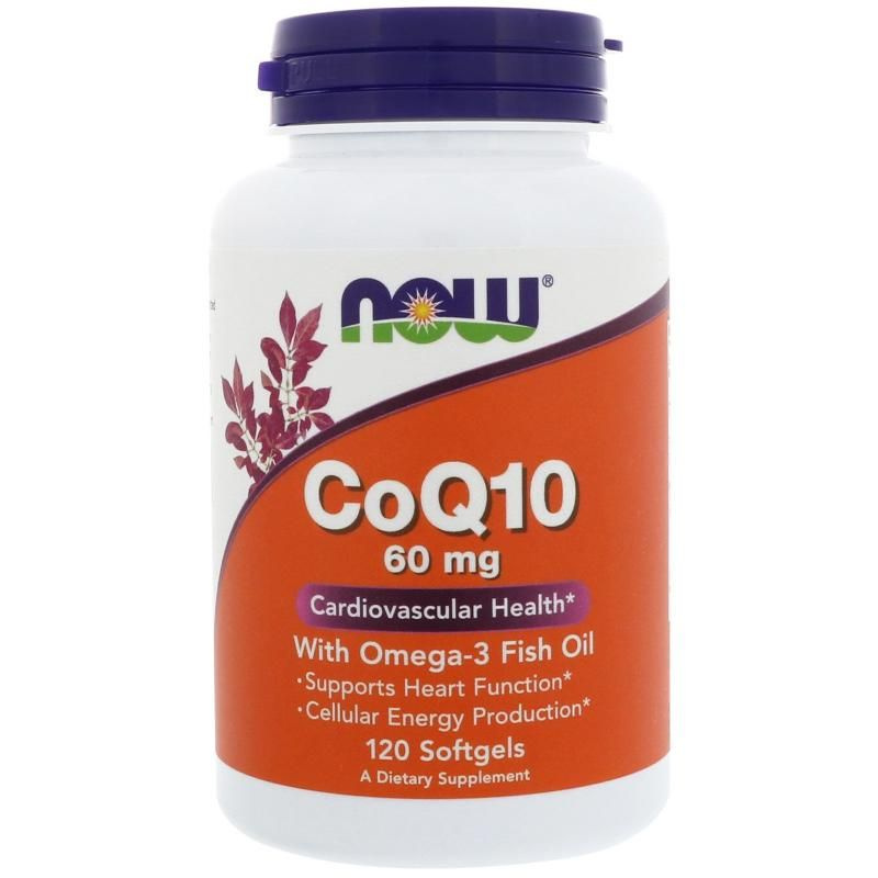 CoQ10 60 mg with Omega 3 Fish Oil NOW (120 гель кап) - купить с ...