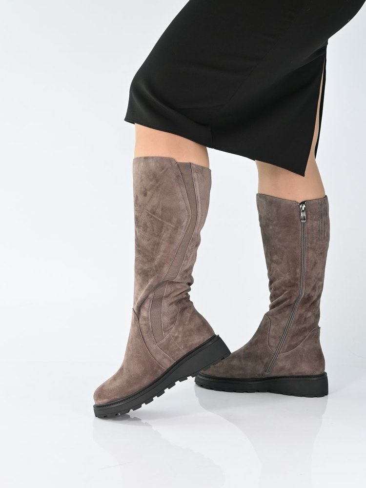 Сапоги Женский Ascalini, размер 39 серо-бежевый Зима 9 Стандартный низкий (до 4 см) Россия ...