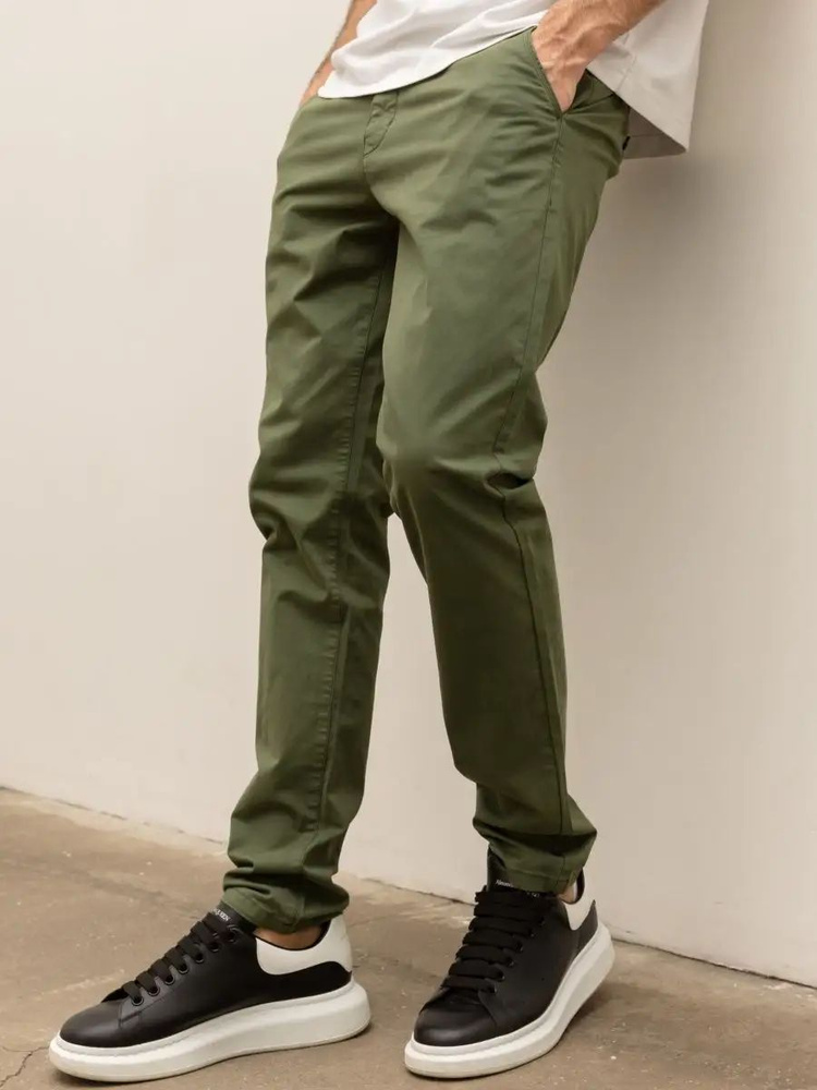 Брюки Мужской Brostem хаки Хлопок, Спандекс, размер 54 Пуговицы свободный На любой сезон Кнопки ...