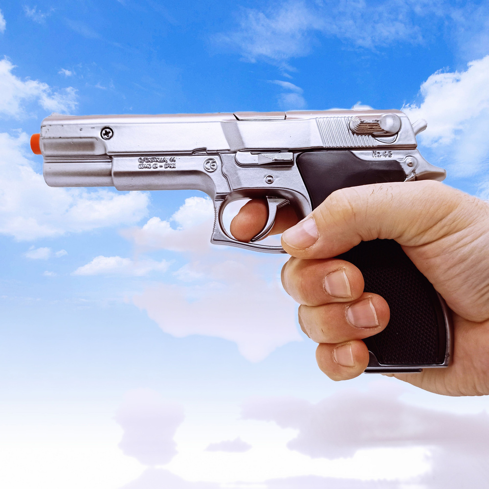 Пистолет Gonher 45/0 полицейский / POLICE испанское металлическое игрушечное оружие / 8 пистонов ...