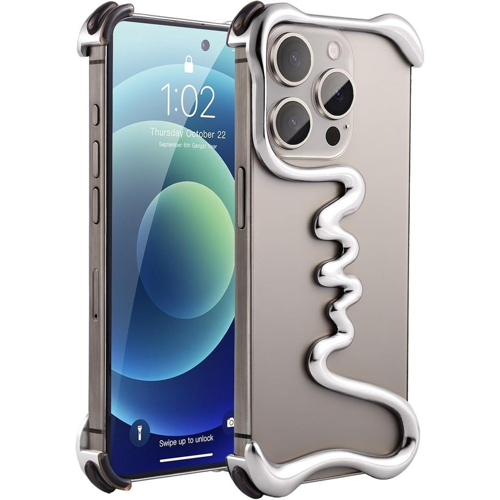 Metal Bare Frame Case for iPhone 16 Pro Max Racetrack Shaped Cool ...