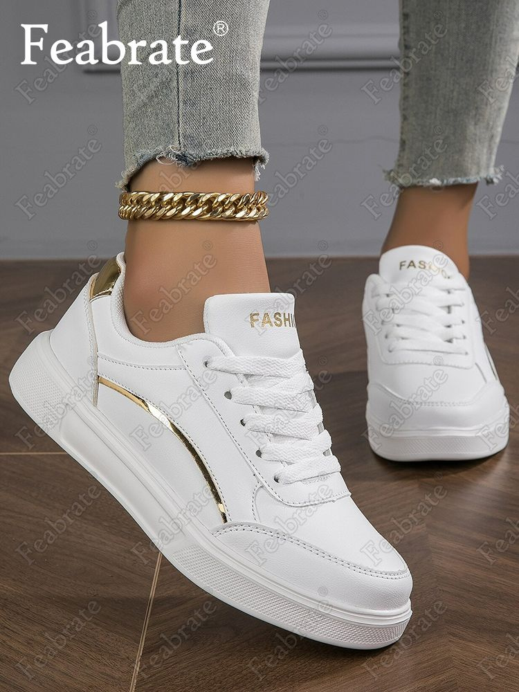 Кеды Женский Feabrate Искусственная кожа Бег, размер 37 R (средняя) На любой сезон Шнурки Без ...