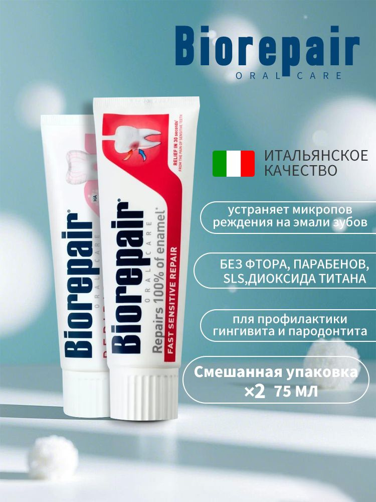 Зубная паста Biorepair Fast Sensitive Repair, Peribioma Gum Protection ...