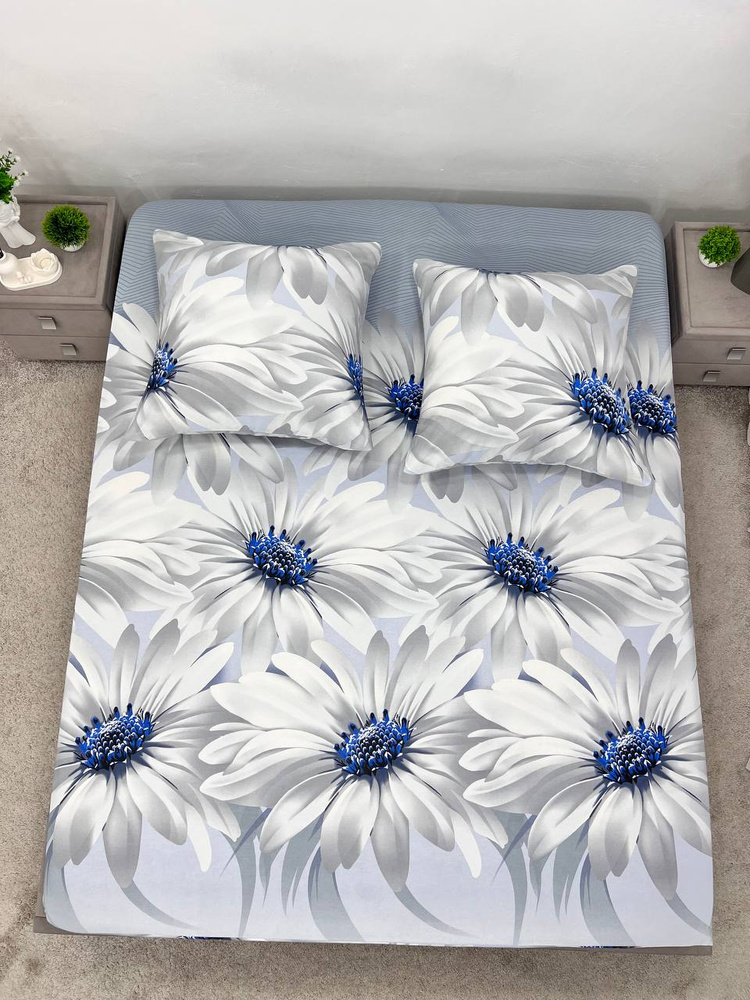 Простыня SOANA прост поплин, 175x215, белый, голубой купить c доставкой на OZON по низкой цене ...