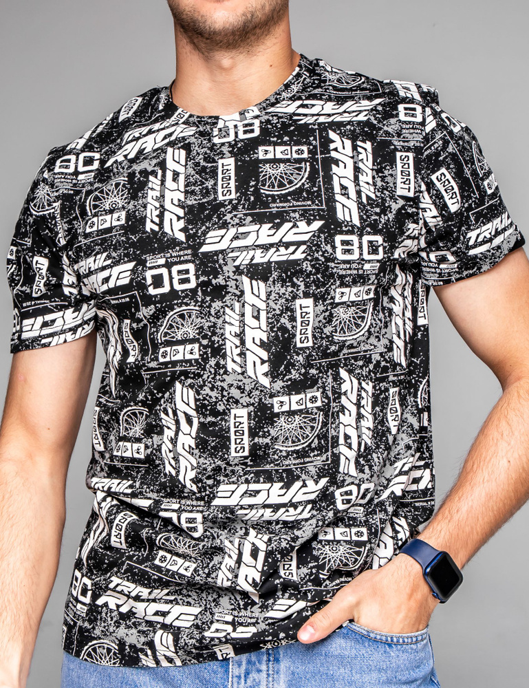 Футболка Мужской Jorka черный Короткий, размер 50 Кулирная гладь ...