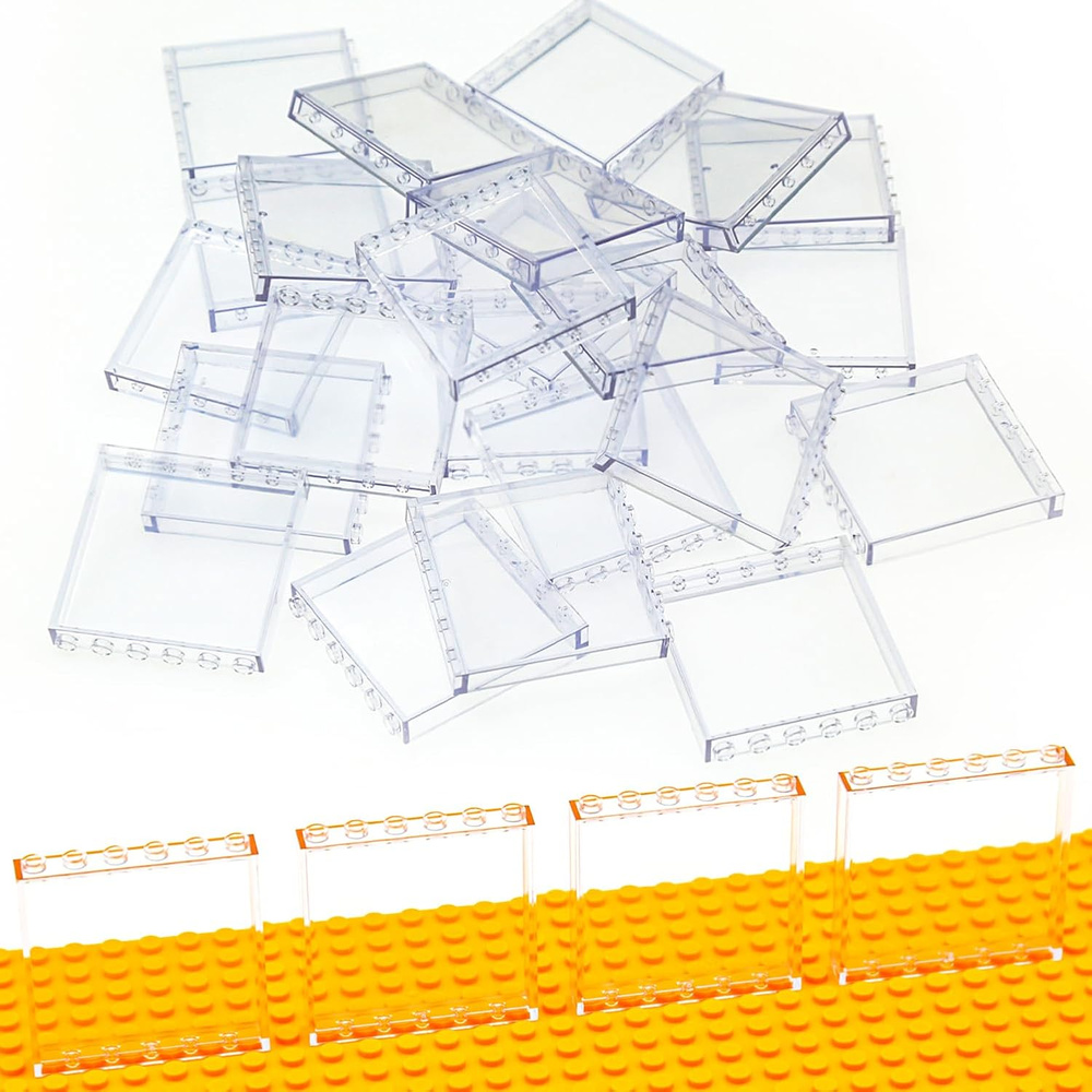 30PCS Clear Bricks 1x6x5 Classic - Window Volume Flat Block Set (Clear ...