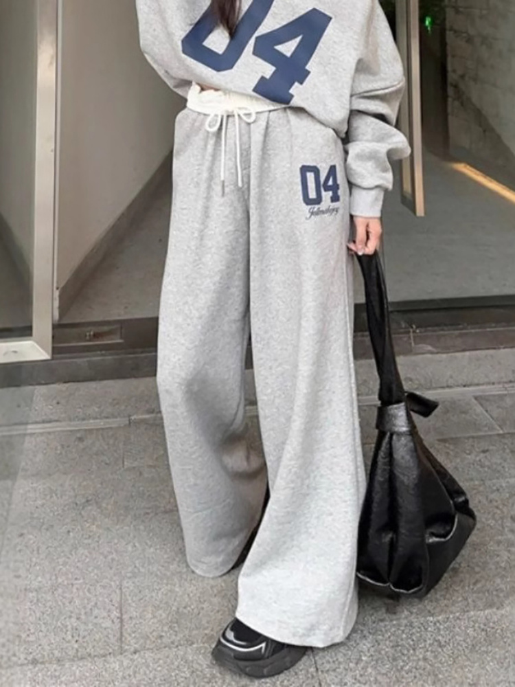 Брюки Женский SYJYW прямые светло-серый Полиэфирный шелк Повседневный, размер 42 Другое ...