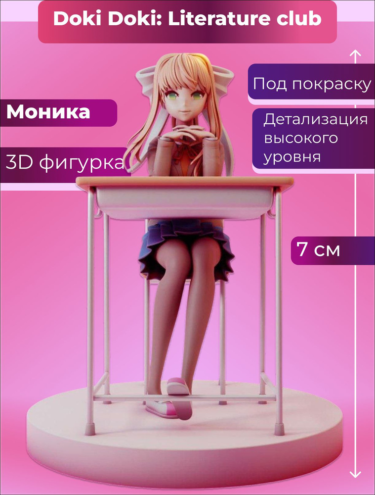 Коллекционная фигурка Моника 70мм / Doki Doki Literature Club / Литературный клуб Доки-Доки Под ...