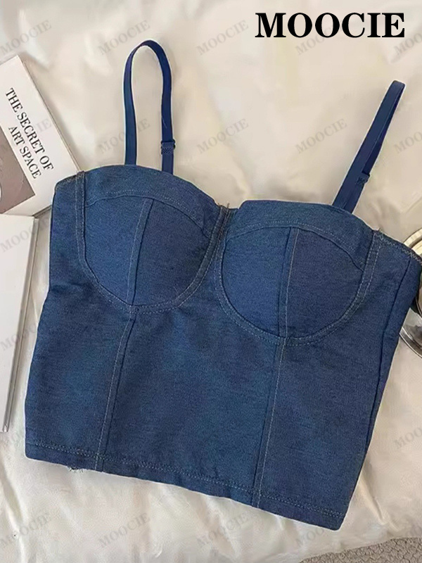 Топ Женский MOOCIE синий, размер 40, 46 Политекс Без рукавов Повседневный Китай купить c ...