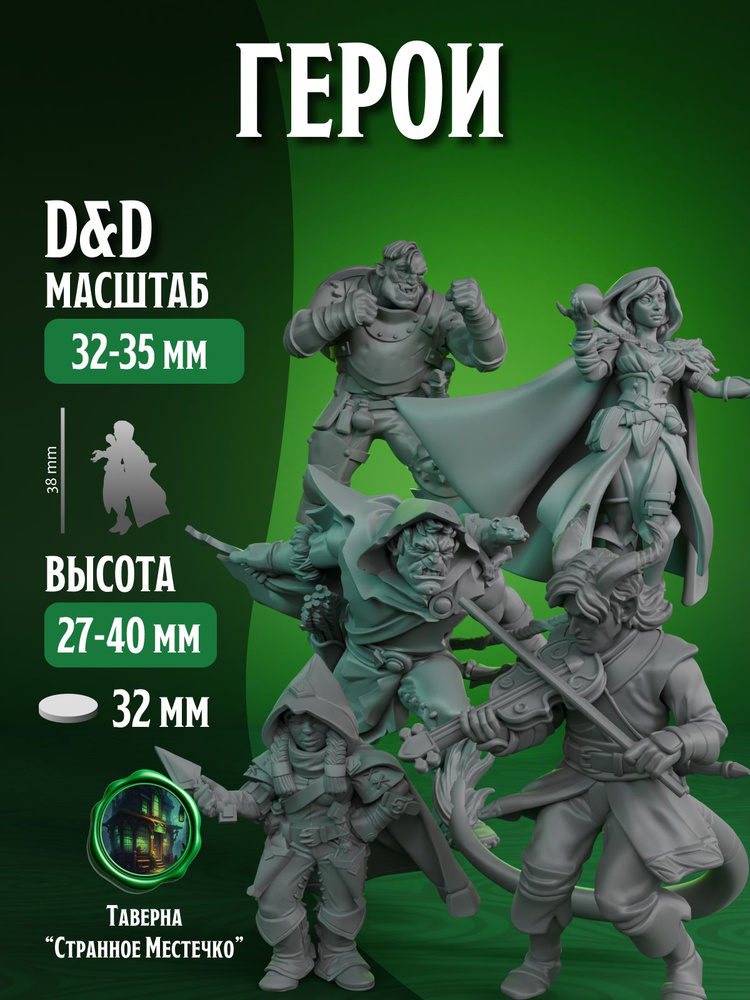 Миниатюры Герои Совместимы с НРИ и ДнД Набор 5 шт. Масштаб 32-35 мм купить на OZON по низкой ...
