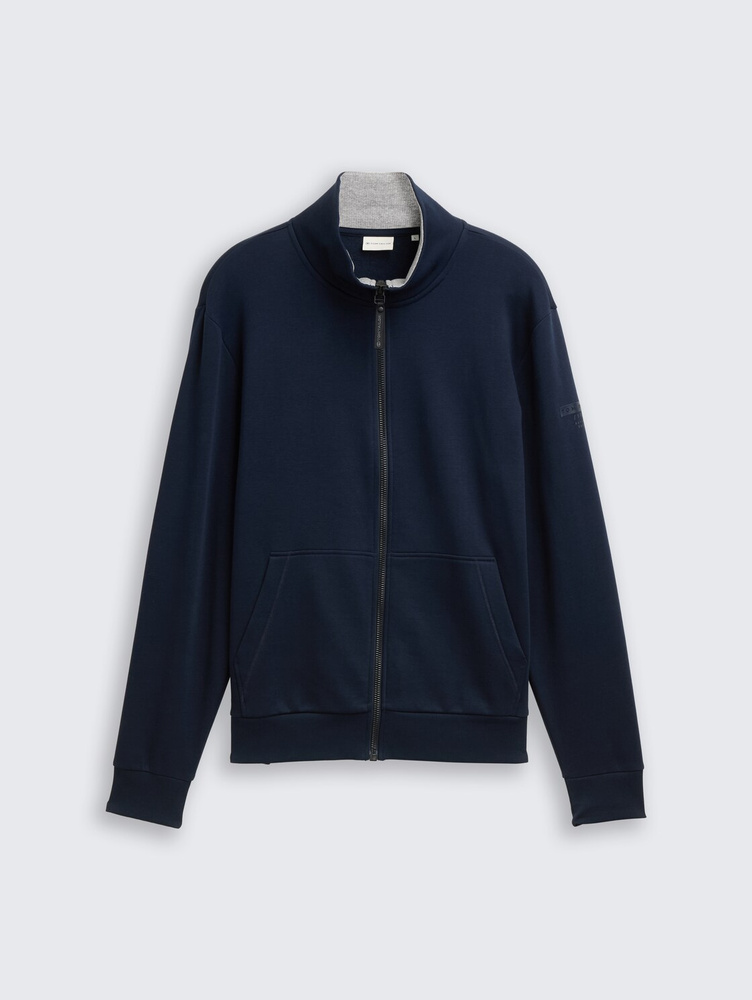 Толстовка Мужской Tom Tailor темно-синий Молния Хлопок, размер 46 Длинный Надписи Бангладеш ...