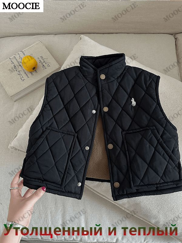 Жилет для малышей Девочки, Мальчики MOOCIE, размер 90 Зима Полиэфирное волокно черный Китай ...