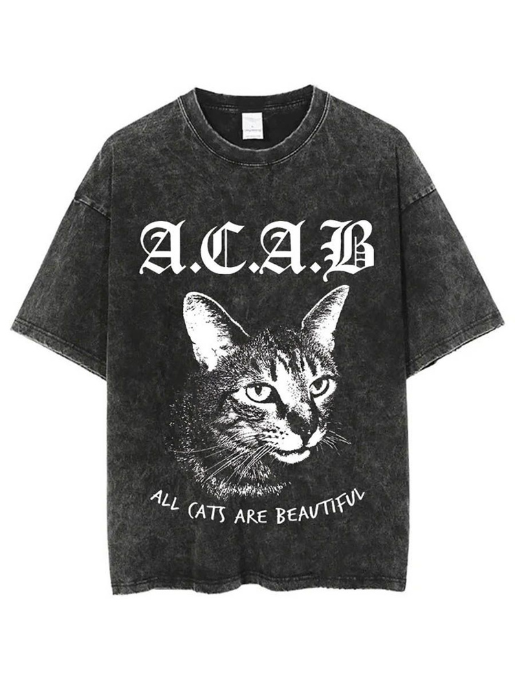 Футболка Мужской, Женский SYJWY черный Короткий, размер 44 Хлопок Логотип свободный Повседневный ...