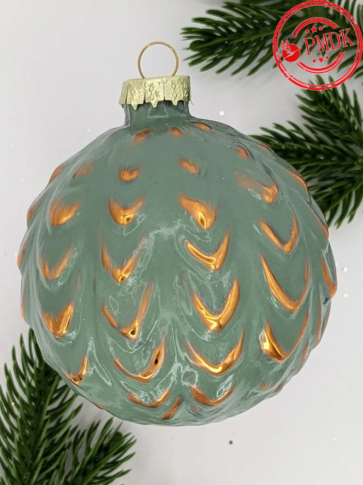 Новогодняя елочная игрушка из стекла 80мм. Елочное украшение на Новый год. купить c доставкой на ...